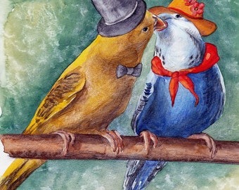 Love birds painting | Etsy