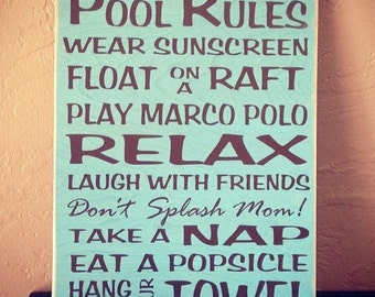 Popular items for pool rules sign on Etsy