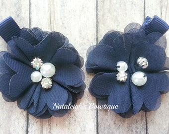 Popular items for navy blue hair clips on Etsy