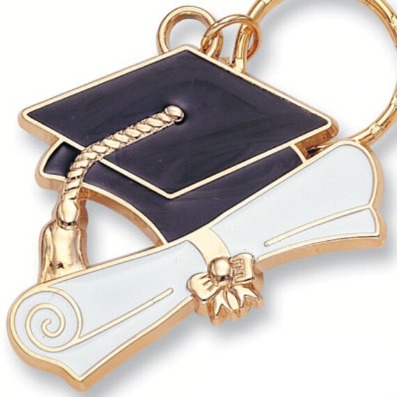 Personalized Graduation Enameled Key Ring free engraving