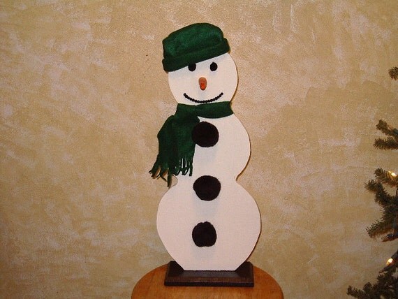 Free-Standing Wood Snowman Holiday Decoration