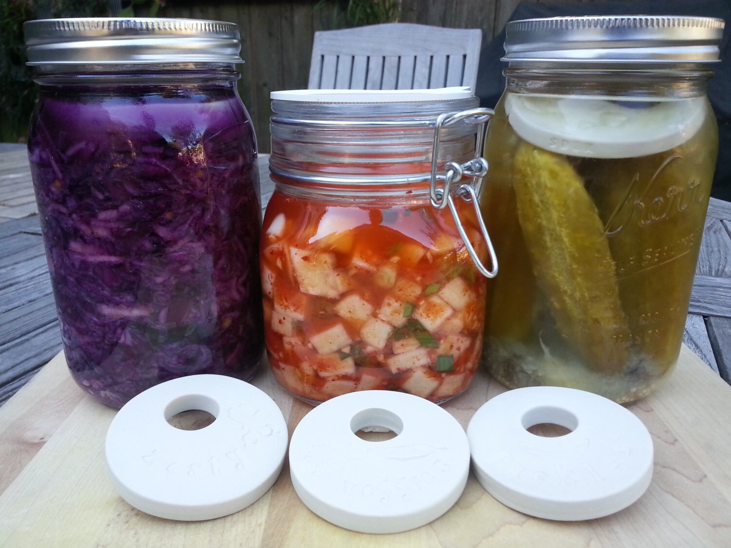 3 Fermentation Weights for Wide Mouth Canning by PotteryBySandyDer