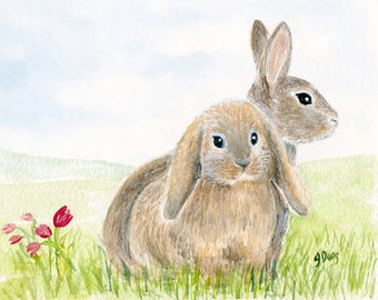 Rabbit Art Rabbit Painting Rabbit Print. Rabbit Watercolor Painting ...