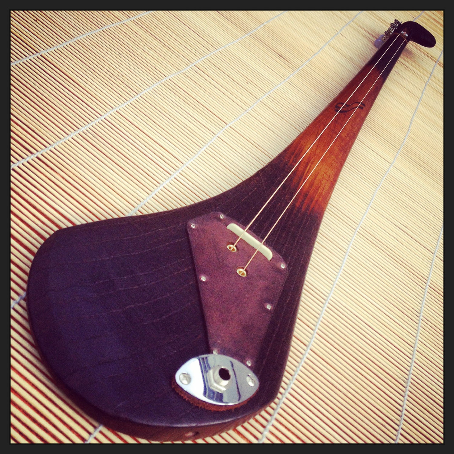 DaShtick slide guitar. Two-string Celtic diddley bow. CBG.