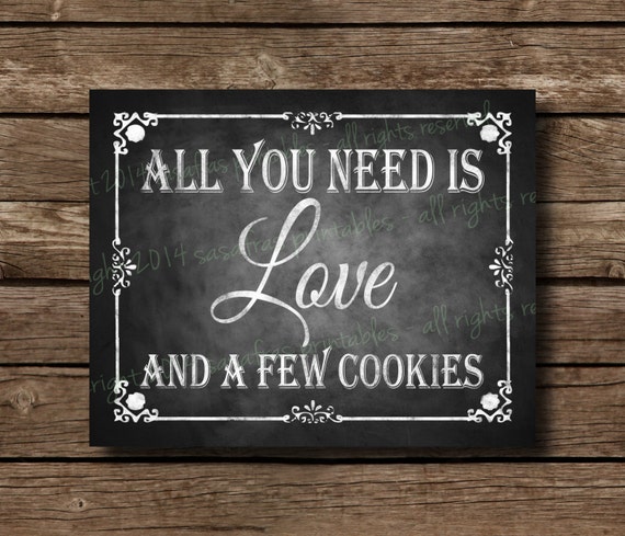Printable Chalkboard Wedding Cookie Sign, Dessert Bar, Wedding Cookies ...