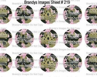 30 * Camo Princess Pre cut Bottle Cap Images Printed Punched and Ready ...