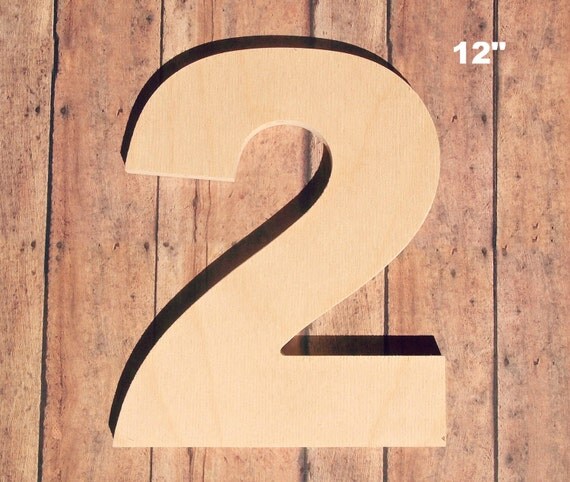 Unfinished 12 Decorative Wooden Number / 12 Inch Number