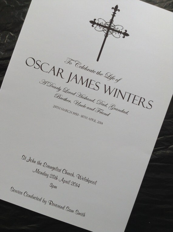 Funeral Order Of Service Program Hymn Sheet By FuneralsandFavours