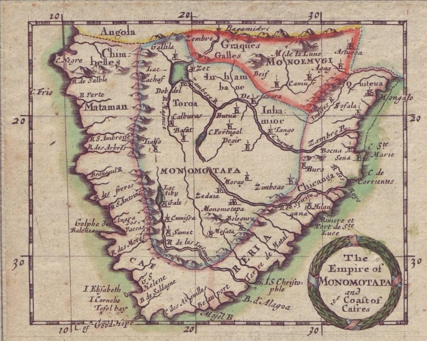1687 SOUTH AFRICA MONOMOTAPA Antiquarian Map rare by AMGARCHIVE