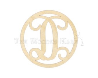 Circle Monogram Wood Letter D Cut Out - 150201D - Unfinished, various ...