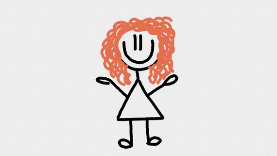 Items Similar To Girl Stick Figure With Curly Hair Clip Art On Etsy