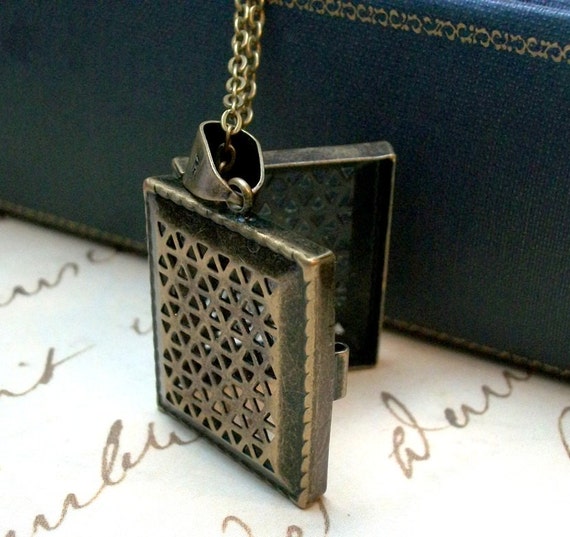 Items similar to Brass Pierced Locket Necklace on Etsy