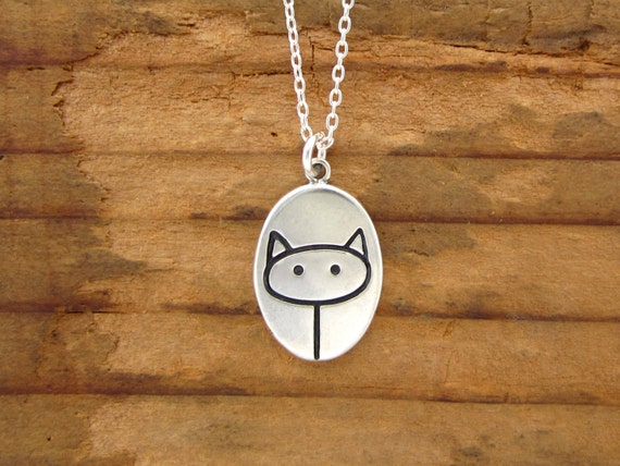 Cat Necklace Best Cat Ever Necklace Reversible Sterling