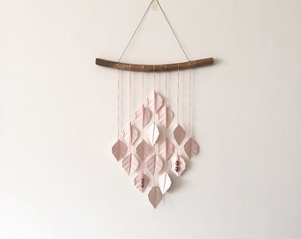 Pink Diamond Drops with metal chain, hanging mobile, wall decor