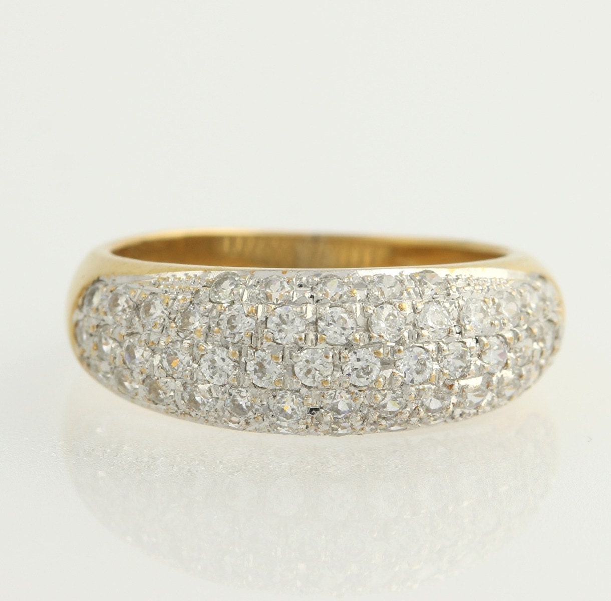 CZ Pave Cocktail Band – 18k Yellow White Gold Ring High Karat Cubic ...