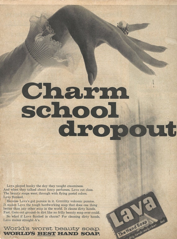 Lava Hand Soap Original 1967 Vintage Print Ad w/ Black & White