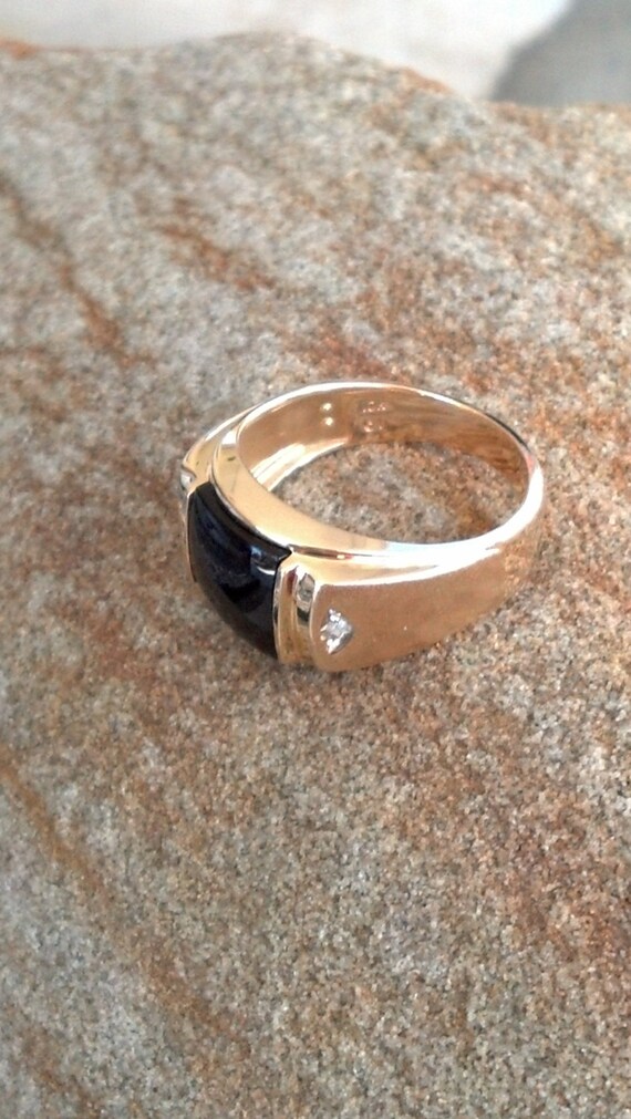 Mens 10k Gold Onyx And Diamond Ring-Black Onyx Ring-Mens Mens 10k Gold Onyx And Diamond Ring-Black Onyx Ring-Mens