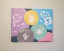 Unique handprint canvas art related items | Etsy