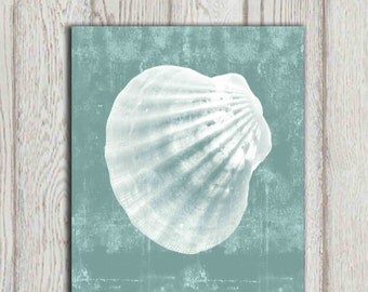 Seashell printable Turquoise Teal Bathroom wall decor Nautical Beach ...