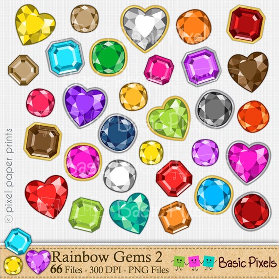 Rainbow gems clipart Digital Clip Art Personal and