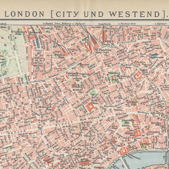 Items similar to London Map 1896 - West End of London - Authentic ...