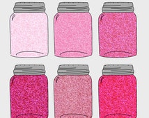 Popular items for pink glitter mason on Etsy