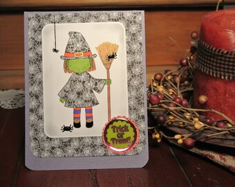 Popular items for witch Halloween card on Etsy