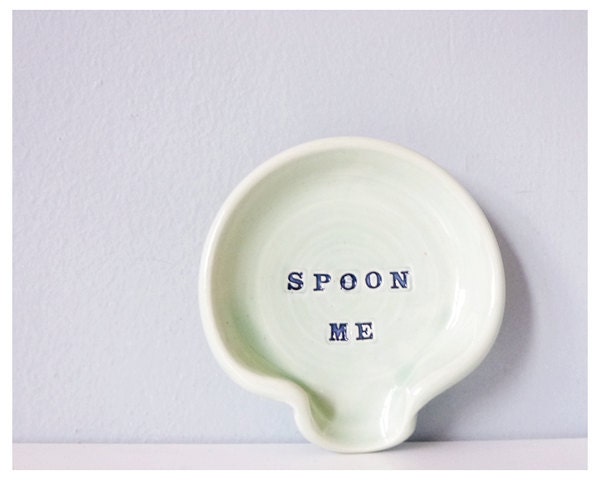 Funny SPOON ME spoon rest – mint handmade pottery spoonrest miniature ...