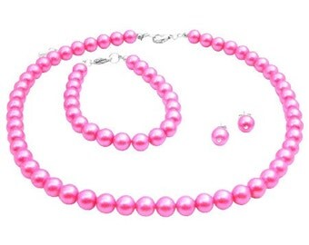 Orange Pearl Set Orange Pearl Necklace Orange Pearl Bracelet