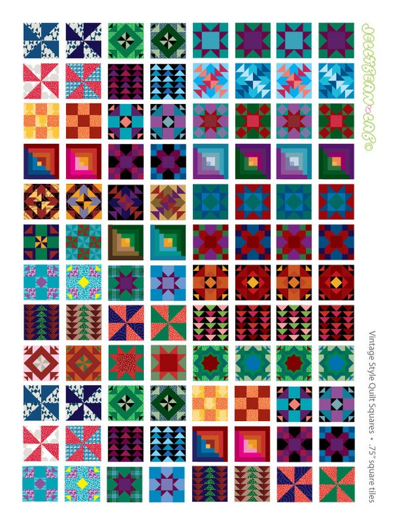 Items similar to Vintage Style Quilt Patterns scrabble squares Digital ...