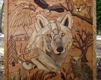 Wolf intarsia | Etsy