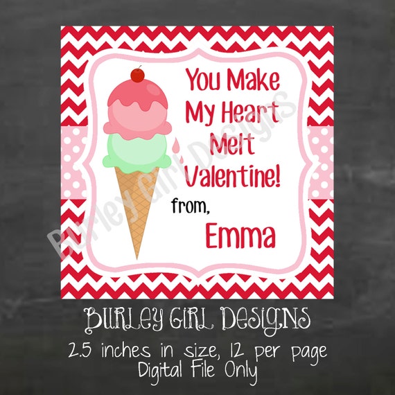 Items similar to You Make My Heart Melt Icecream Favor Tags - DIY ...