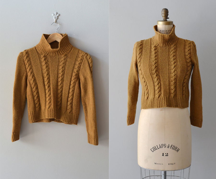 vintage 1960s sweater / hand knit 60s wool sweater / by DearGolden