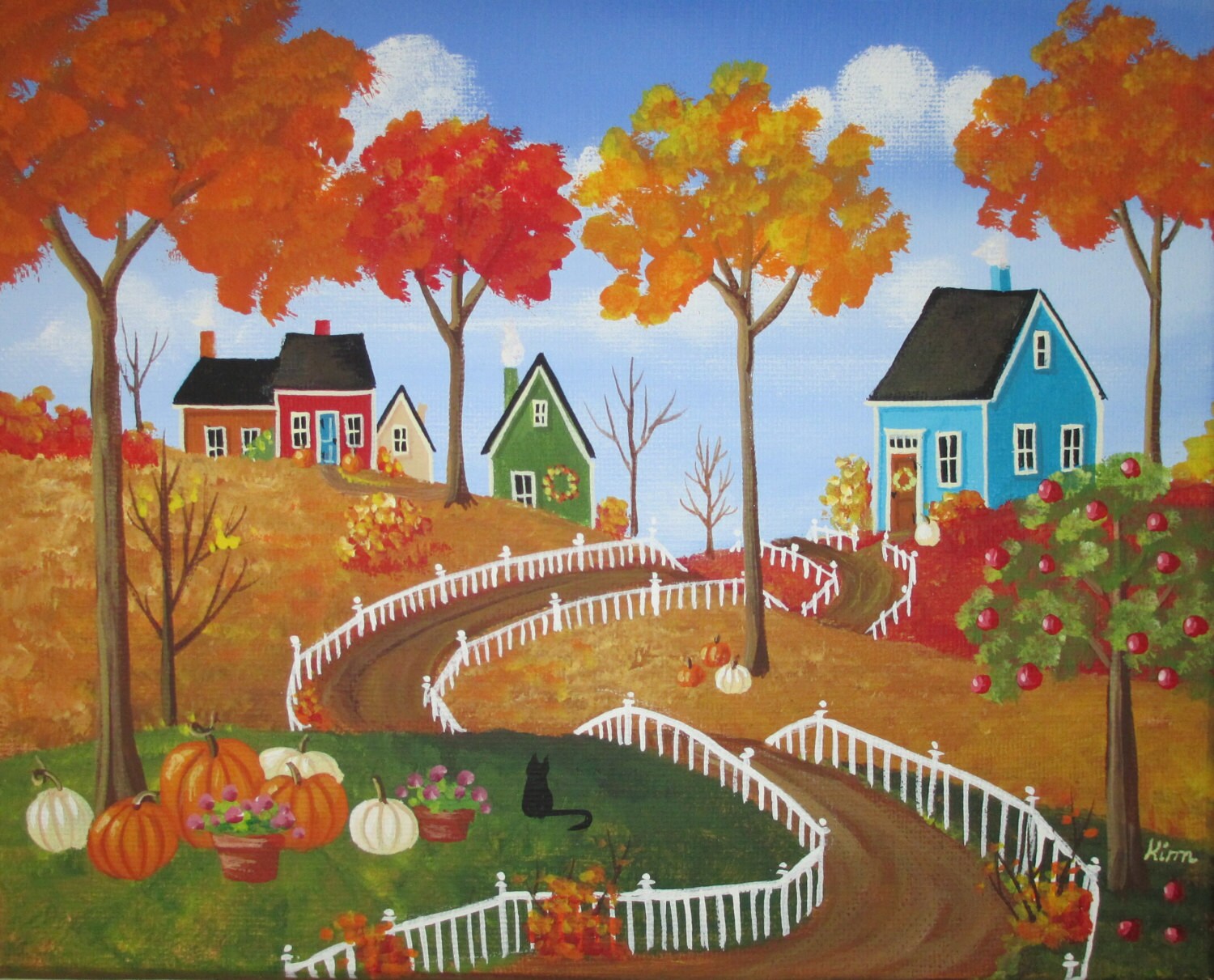 Colors of Autumn Folk Art Print by KimsCottageArt on Etsy