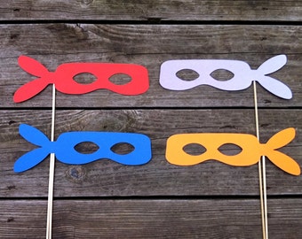NINJA MASKS Set of 4 Photo Booth Props Masks Birthday Party Photobooth ...