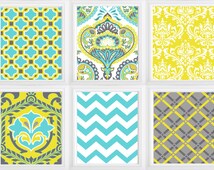 Popular items for yellow aqua grey on Etsy