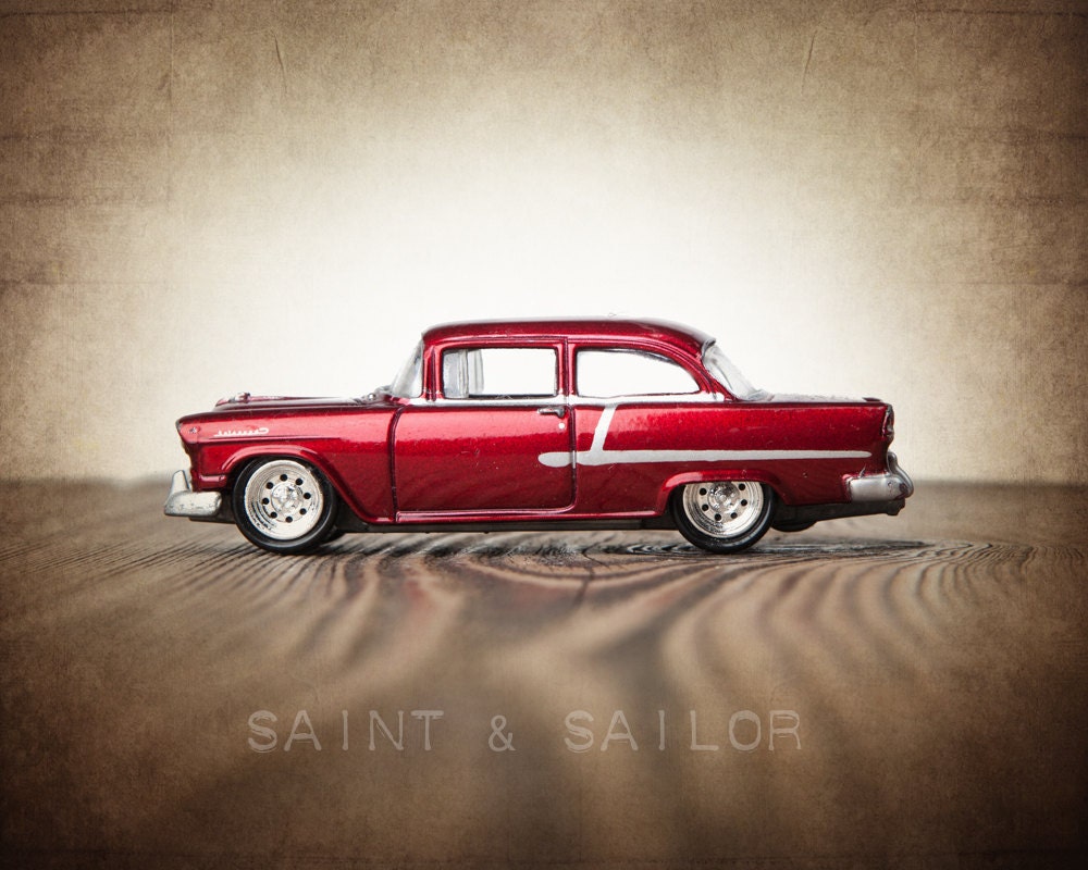 Vintage Candy Apple Red 55 Chevy One Photo Print by shawnstpeter