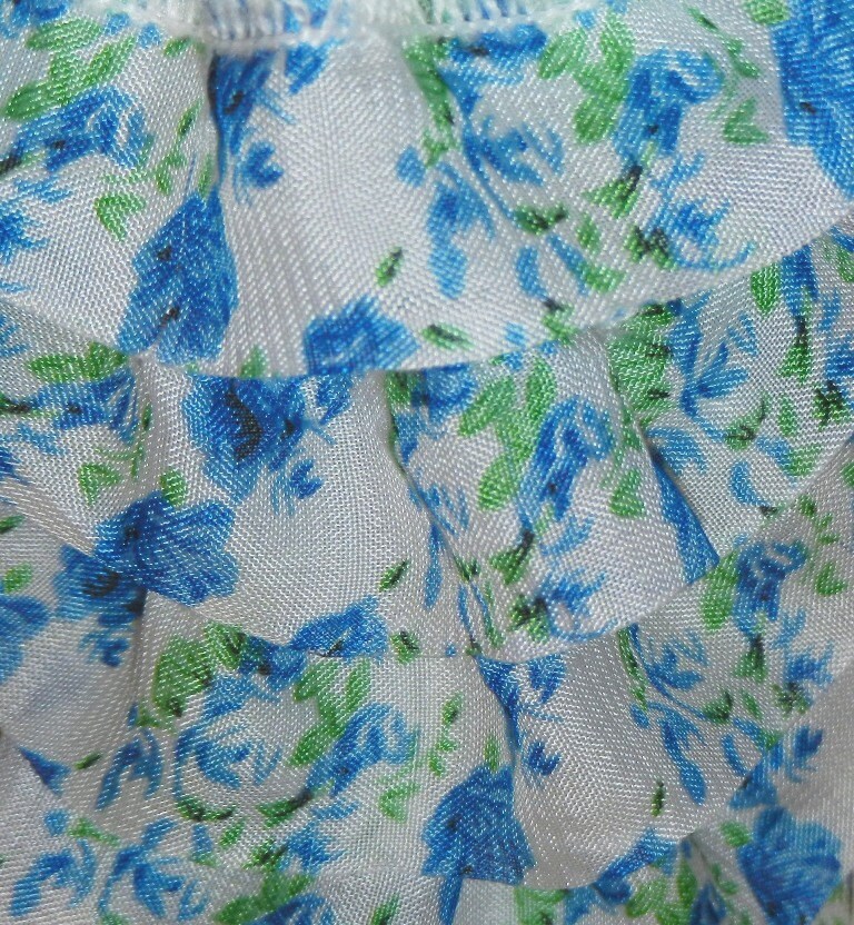 Sale 100g Fabric Chiffon Ruffle yarn White Blue Flowers 1013
