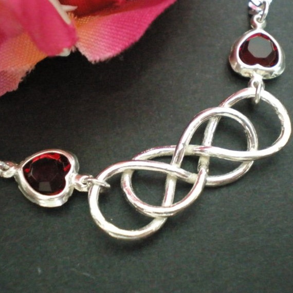 Items similar to Double Infinity Bracelet Bangle with Heart or Love ...