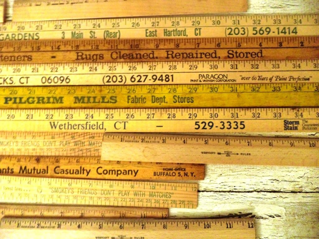 21 Vintage Wooden Rulers and Yardsticks Assorted sizes and