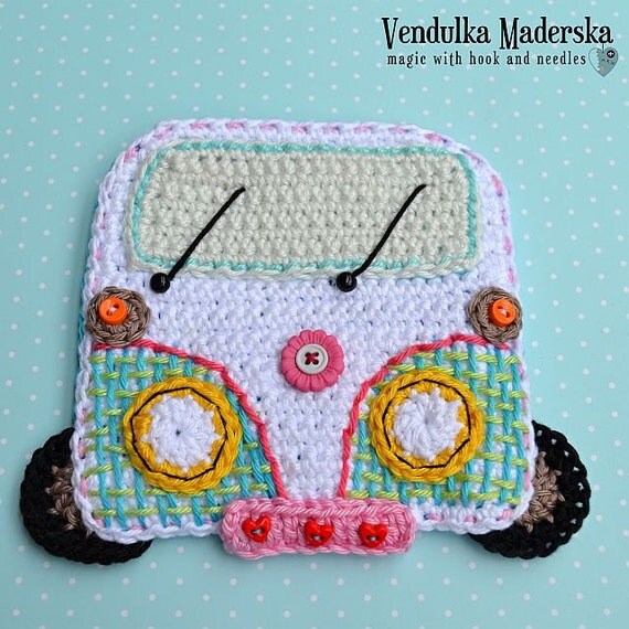 Crochet car / camper coaster crochet pattern DIY by VendulkaM