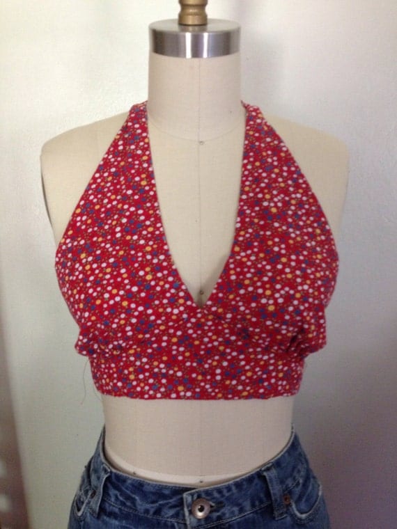 Vintage 1970s Red Floral Halter Top By Theretrocat On Etsy
