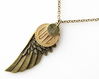 angel wing necklace long, personalized necklace, bridesmaid gift ...