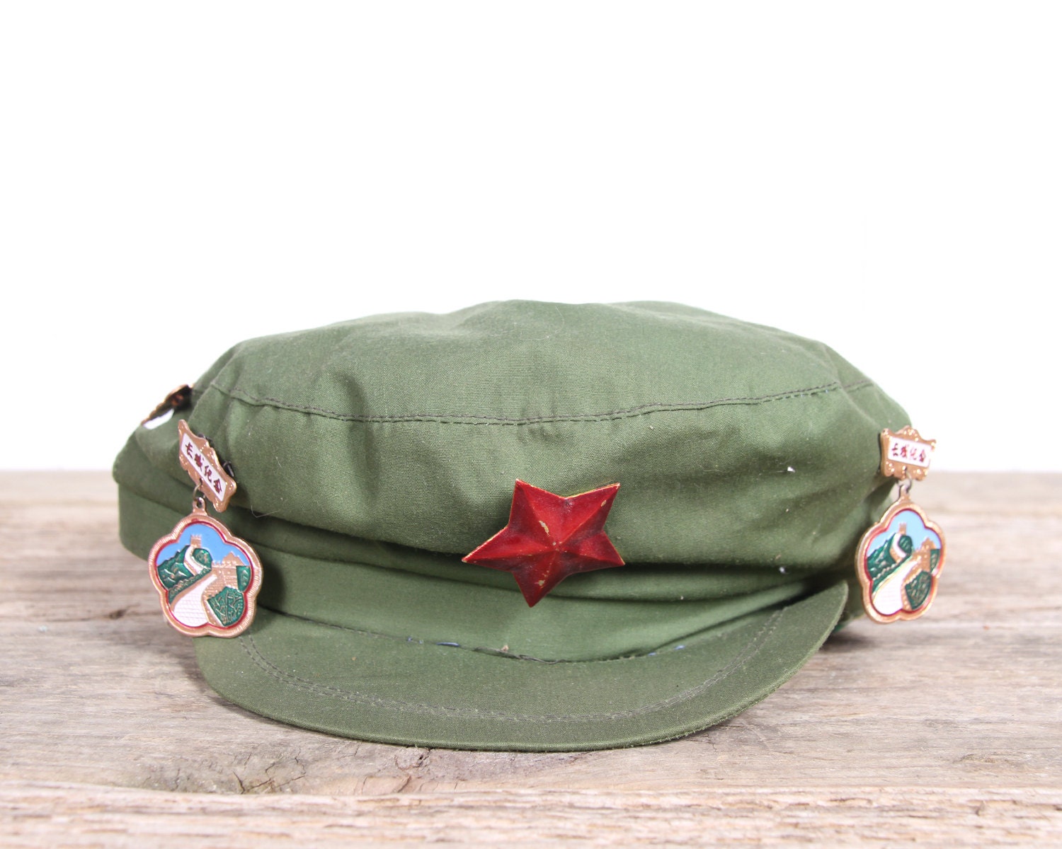 Chinese Military Hat and Pins / Replica / Mens Military Hat