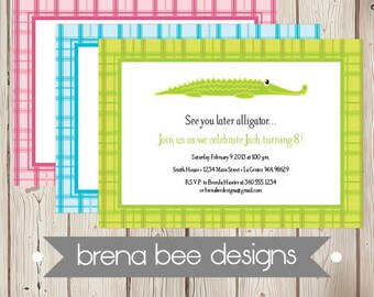 Personalized - See You Later Alligator Plaid Printable Invitation ...