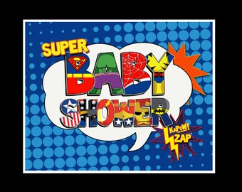 16x20 Superhero Baby Shower Poster- Digital download