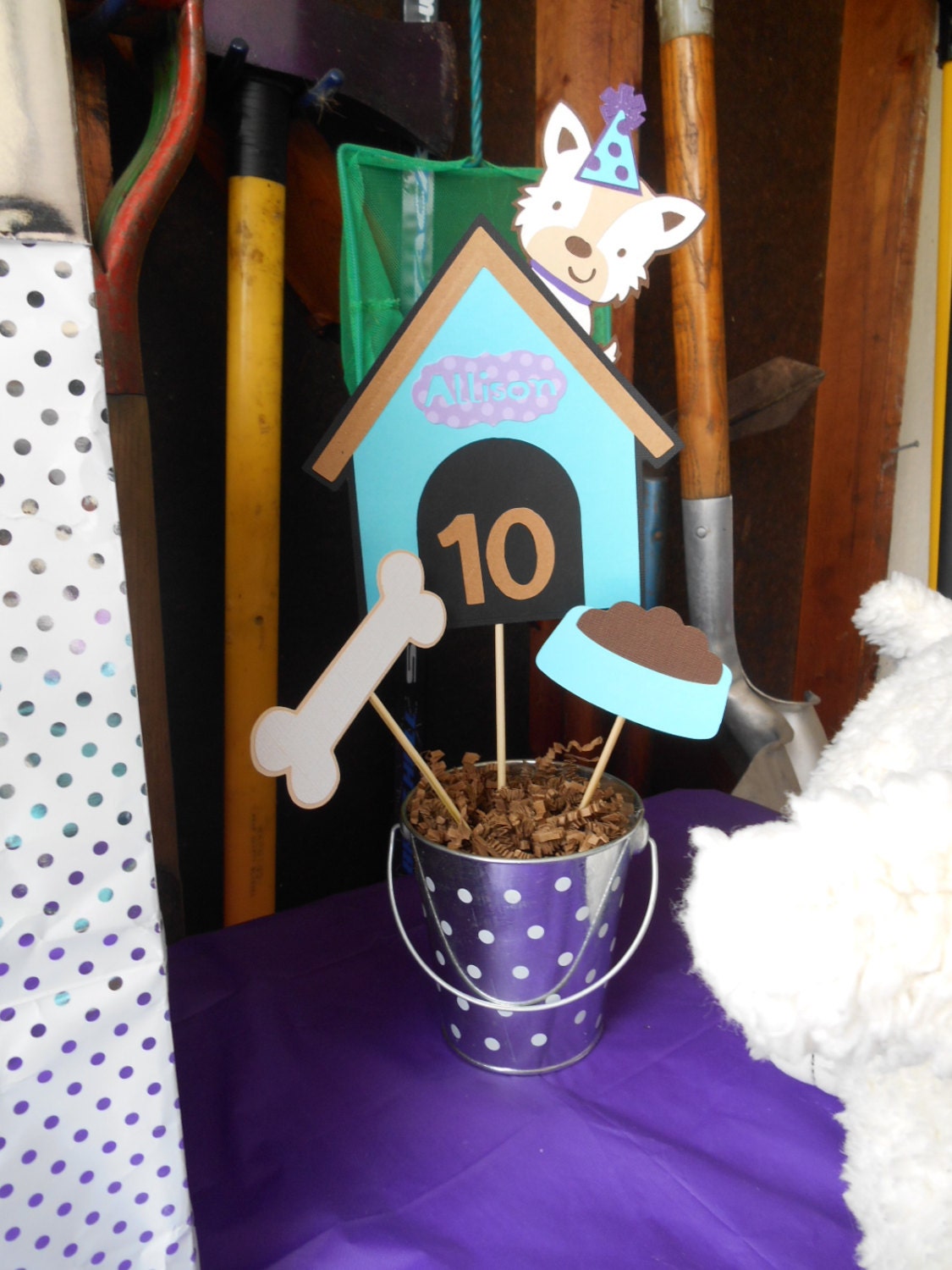 Dog Theme Centerpiece Dog House Birthday by MyThreeSonsByKristin