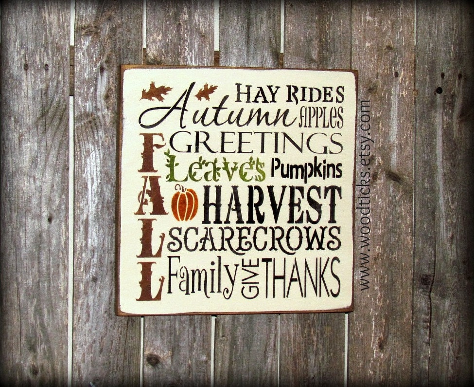 Fall Harvest Wooden Sign Autumn Decor Typography Sign
