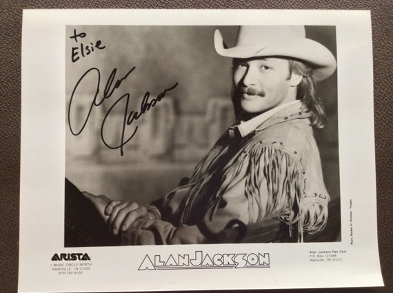 Alan Jackson Autographed Promotional Black and by VintagebyViola