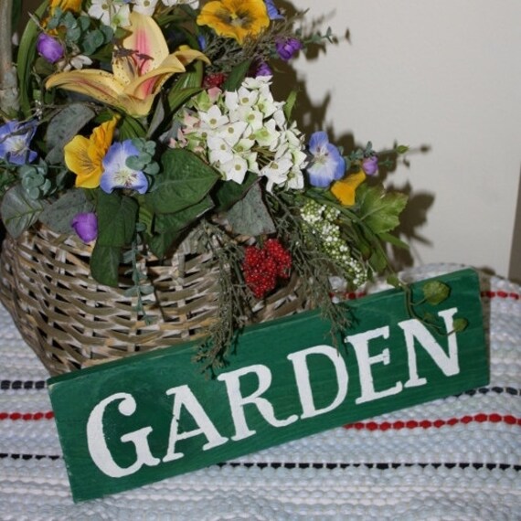 Items similar to Garden Sign Typography Hand Painted on Wood on Etsy